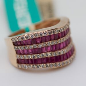 Effy | Jewelry | New Effy 4k Rose Gold Red Ruby And Diamond Ring | Poshmark